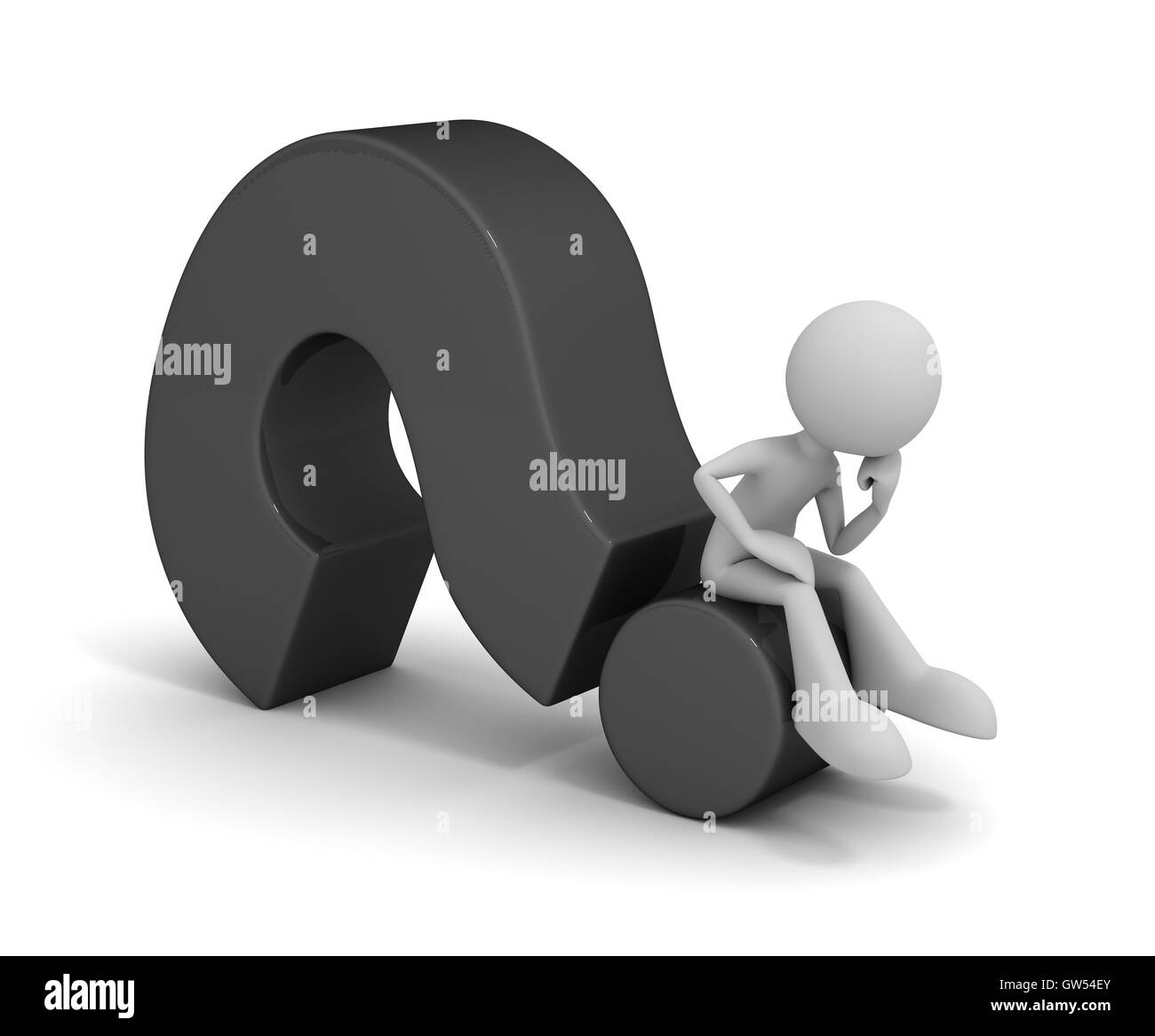 Question mark man concept 3d Black and White Stock Photos & Images - Alamy