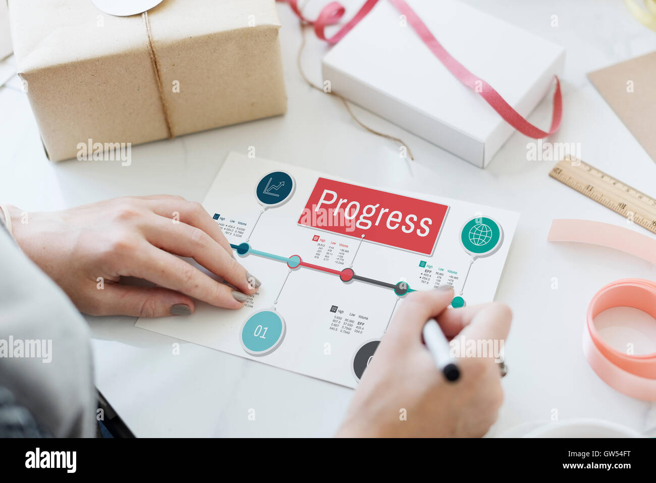 Progress Stock Figures Timeline Concept Stock Photo - Alamy