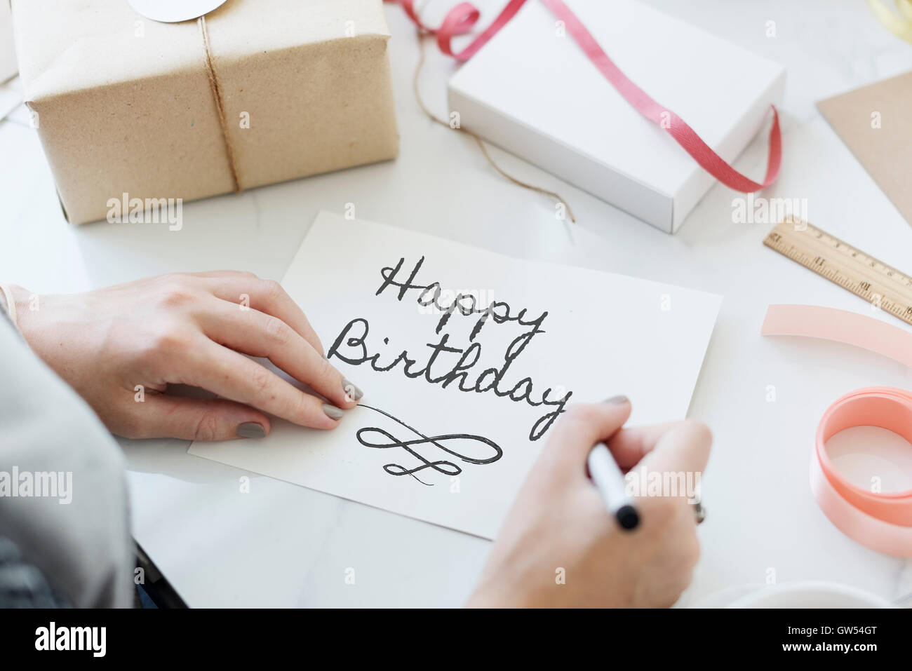 HBD Happy Birthday Celebration Congratulation Party Concept Stock Photo ...