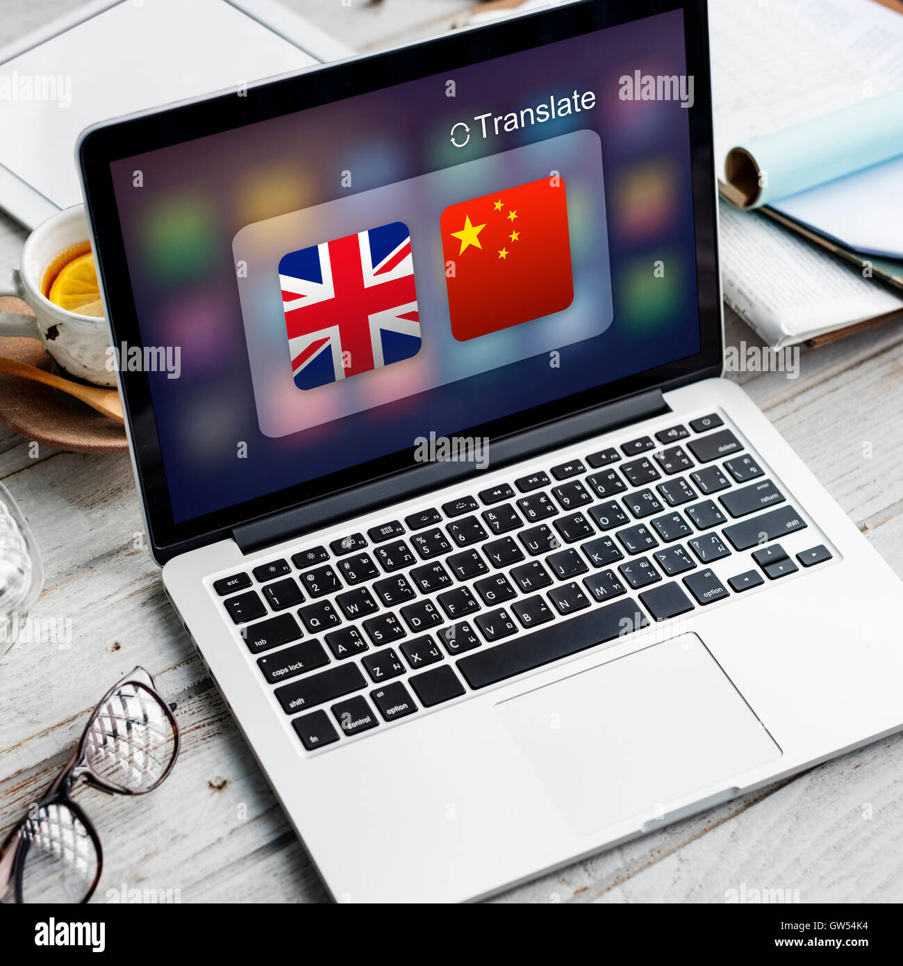 English Chinese Languages Translation Application Concept Stock Photo ...