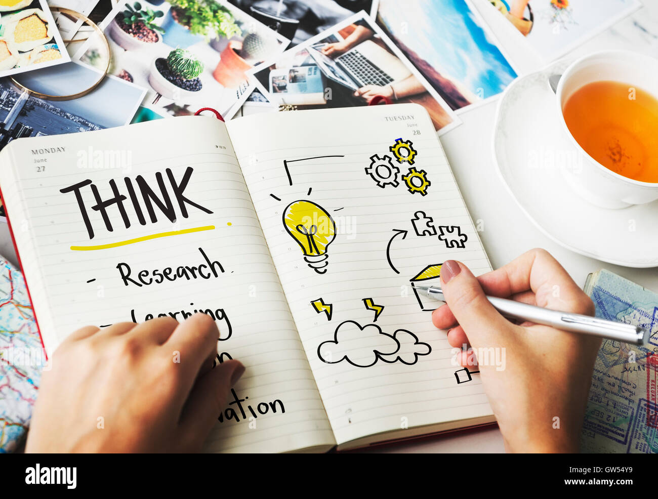 Think Education Inspire Learn Diagram Concept Stock Photo - Alamy