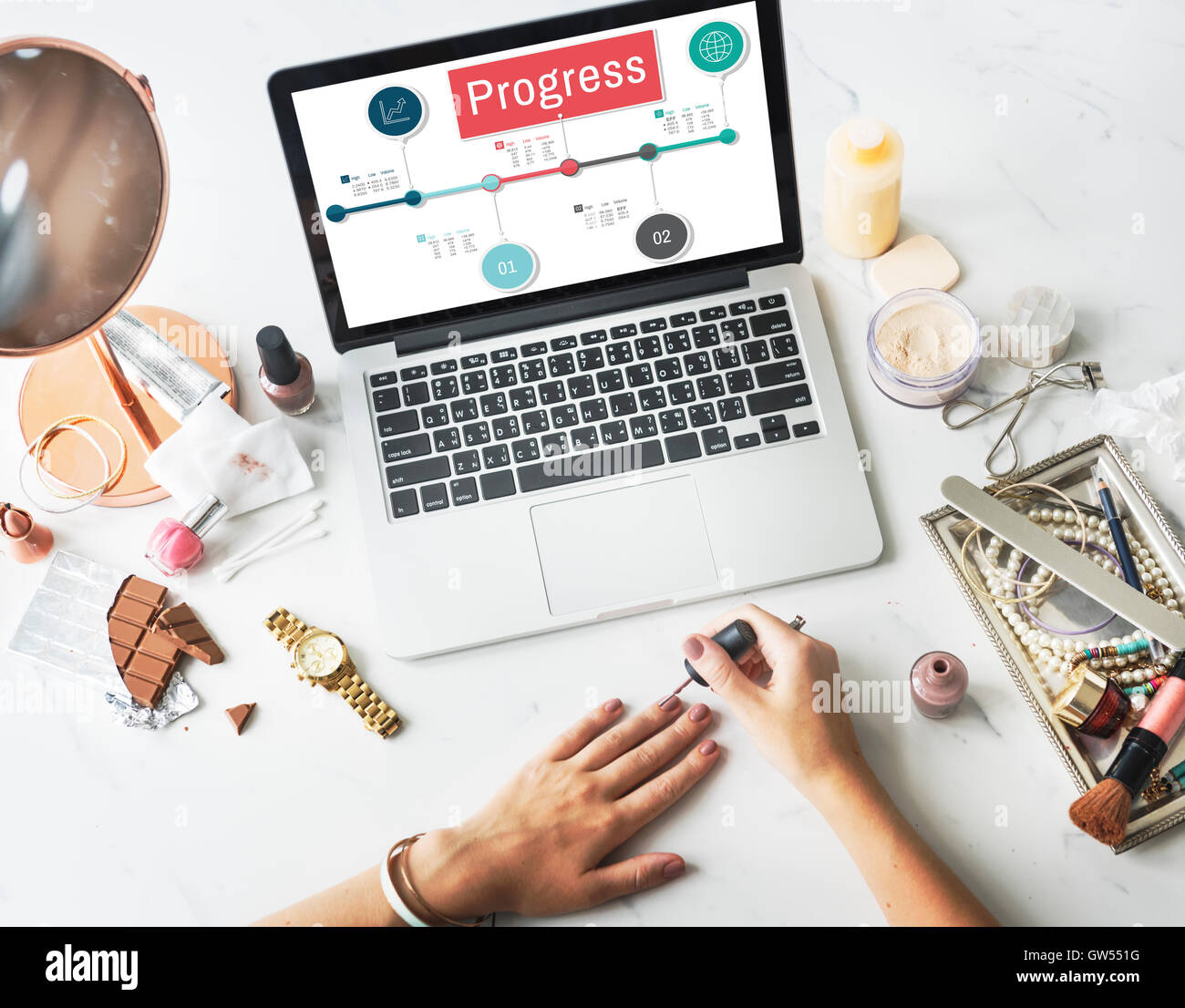 Progress Stock Figures Timeline Concept Stock Photo - Alamy