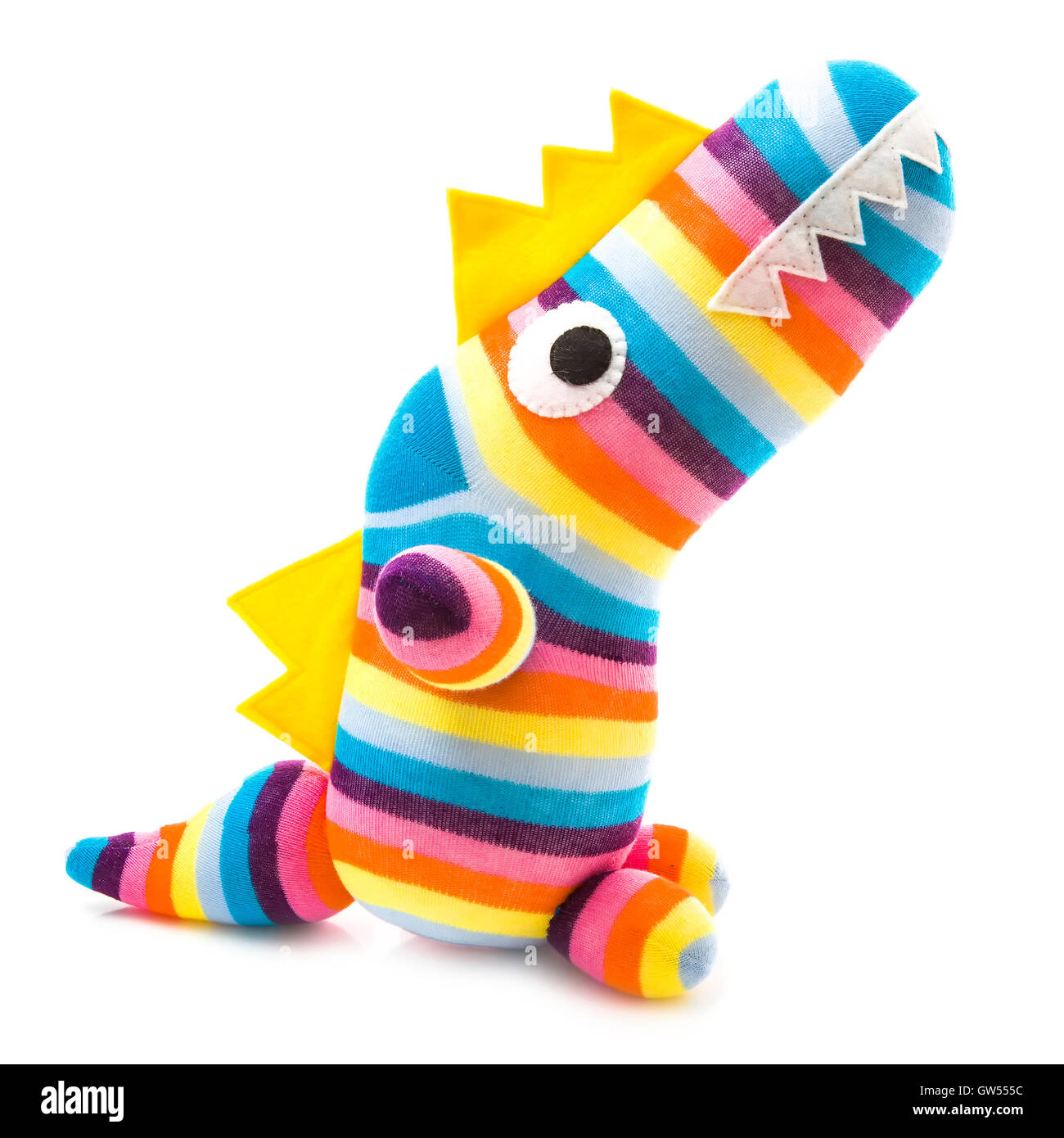 Colourful Hand Made Dinosaur on a White Background Stock Photo - Alamy