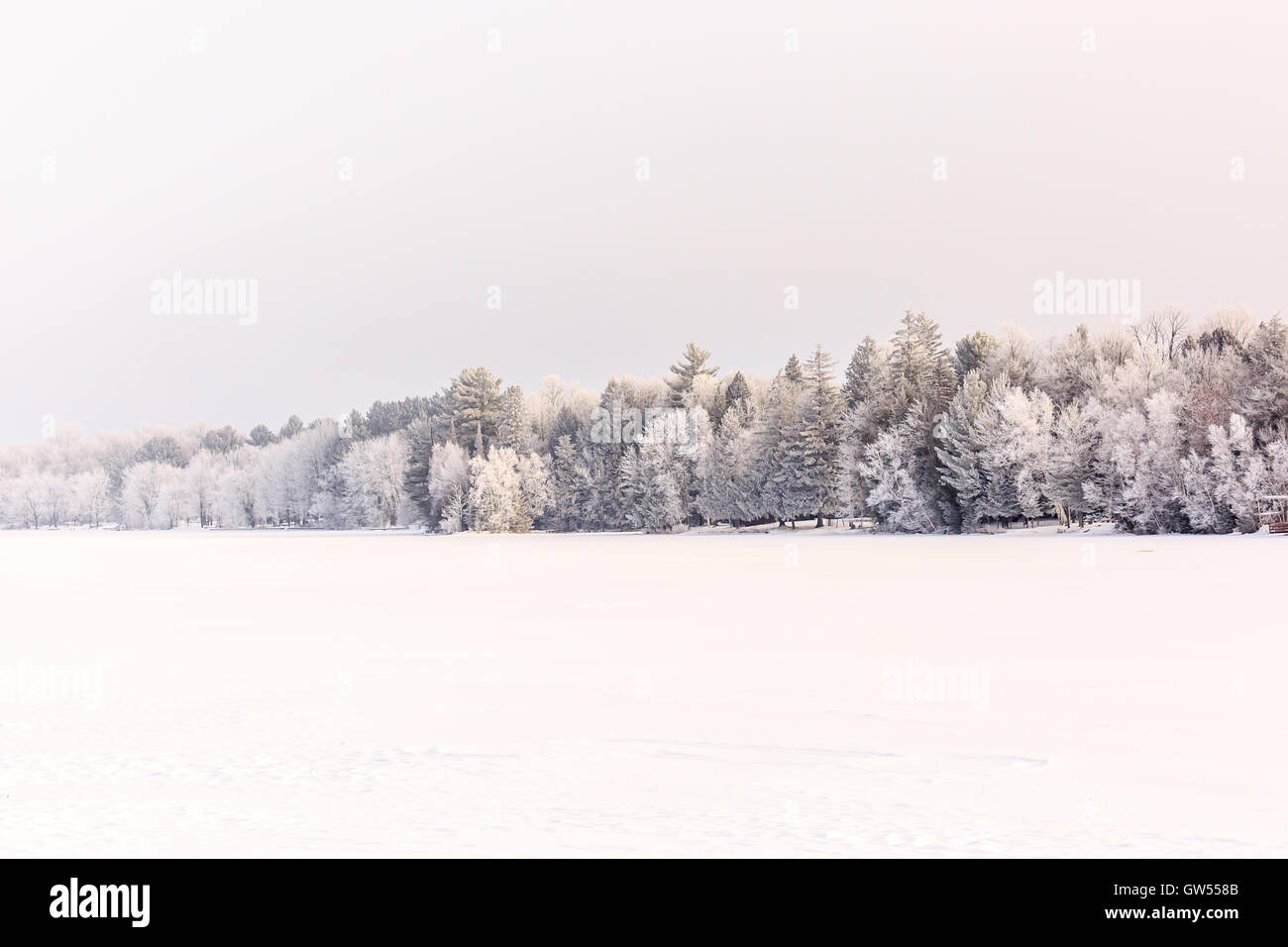 A beautiful scene of the frozen Wisconsin river in January Stock Photo ...