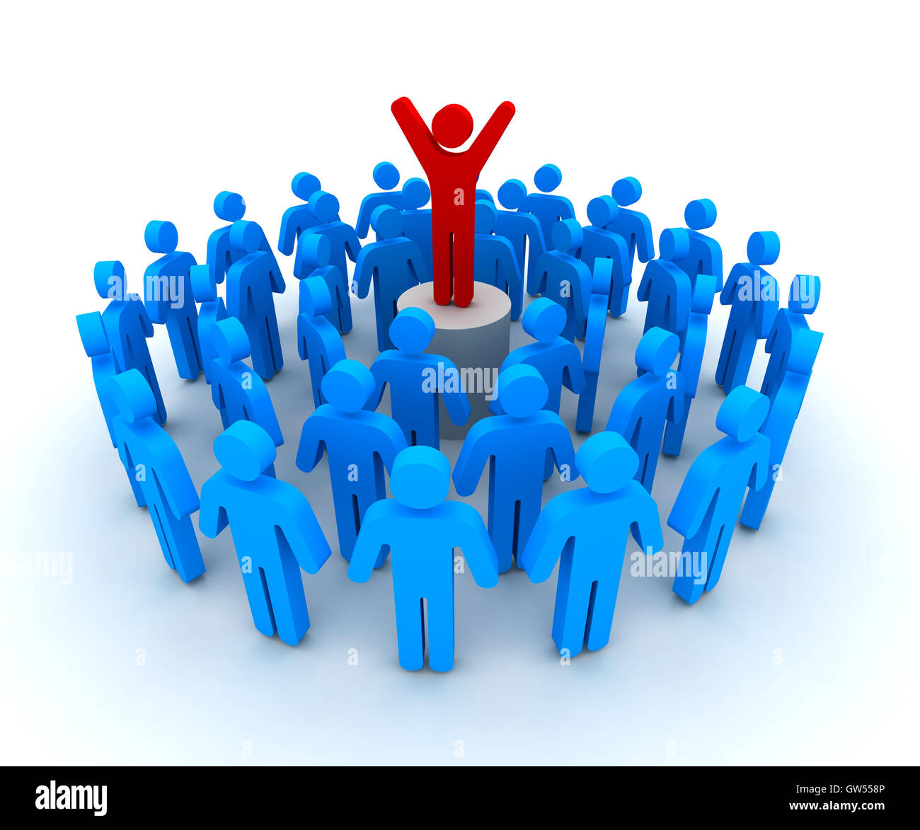 leader and crowd 3d illustration Stock Photo - Alamy
