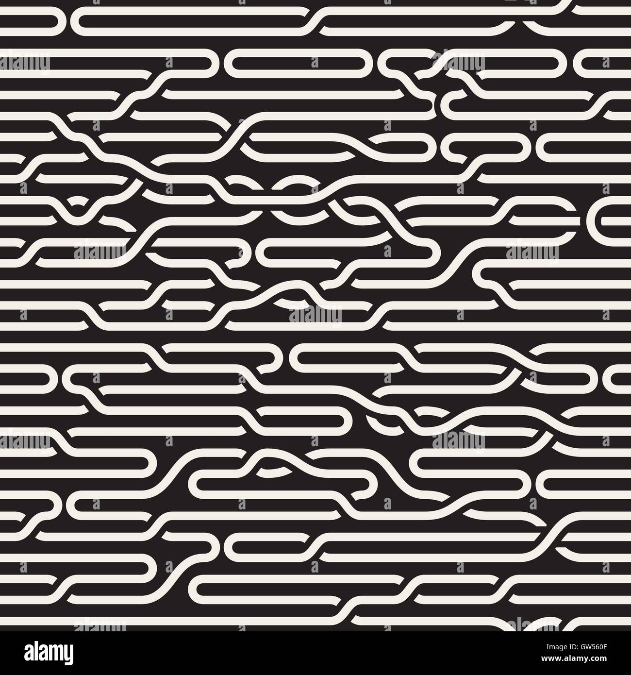 Vector Seamless Black and White Irregular Horizontal Braid Lines ...