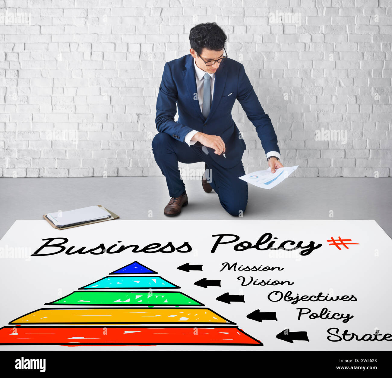 Business Policy Action Pyramid Concept Stock Photo - Alamy