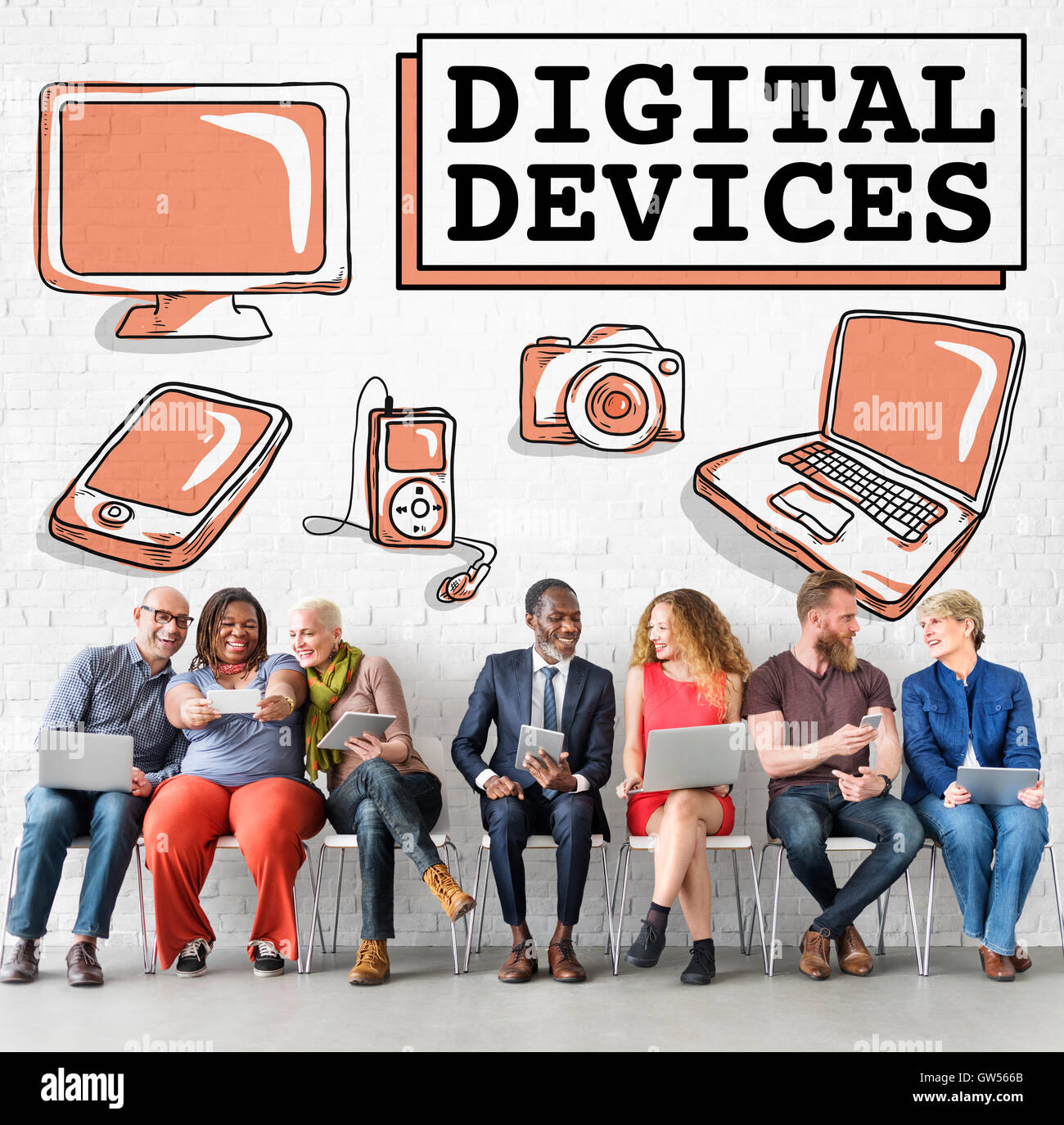 Digital Devices Technology Laptop Graphic Concept Stock Photo - Alamy