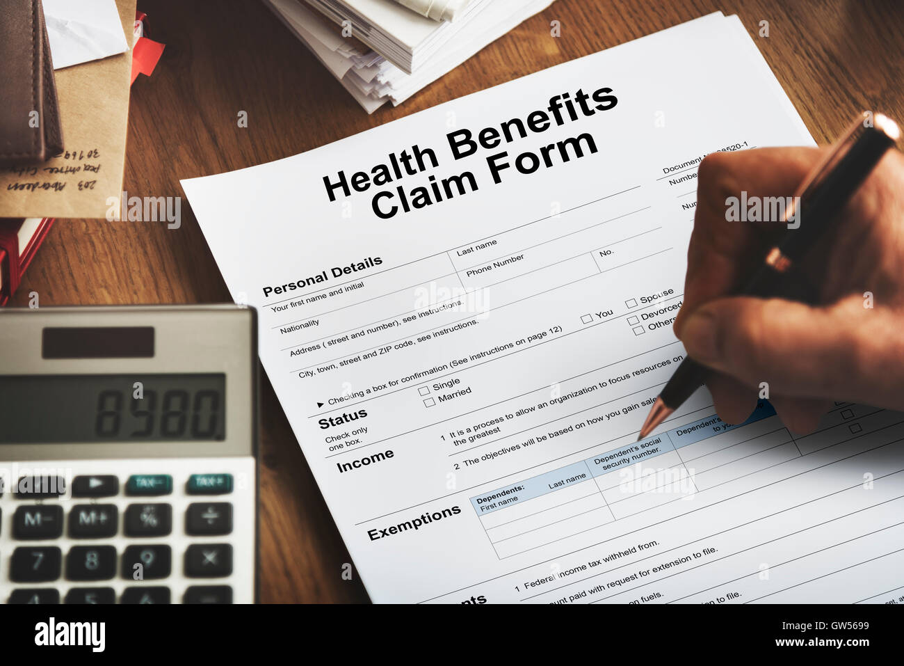 Health Benefits Claim Benefits Form Concept Stock Photo - Alamy