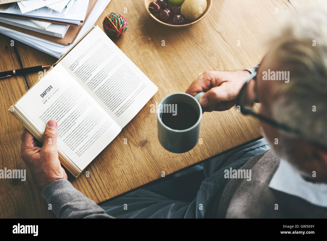 Coffee Break Reading Travel Book Lifestyle Concept Stock Photo - Alamy