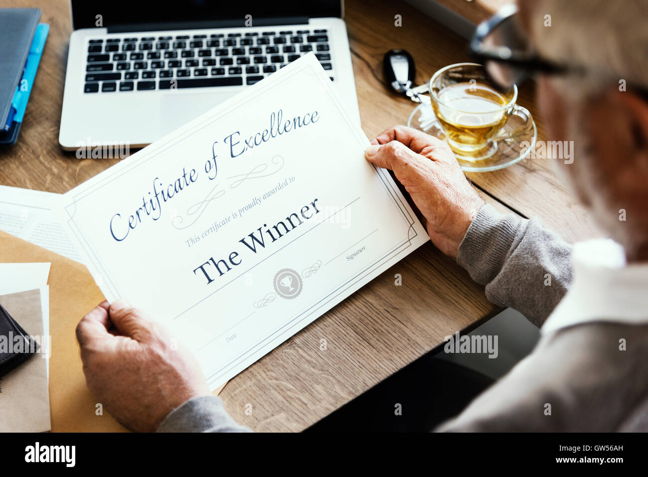 Award Certificate Prize Document Success Concept Stock Photo - Alamy