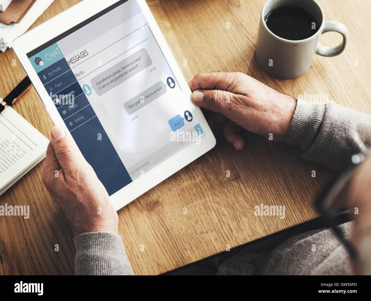 Chatting Connecting Message Texting Online Concept Stock Photo - Alamy