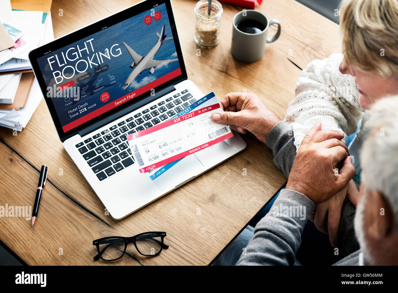Air Ticket Flight Booking Concept Stock Photo - Alamy