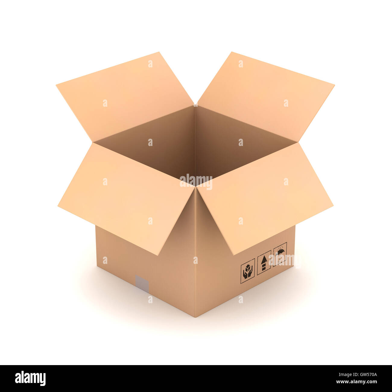 open cardboard box concept 3d illustration Stock Photo - Alamy