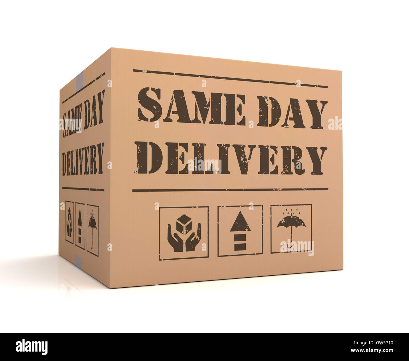 same day delivery cardboard box concept 3d illustration Stock Photo - Alamy