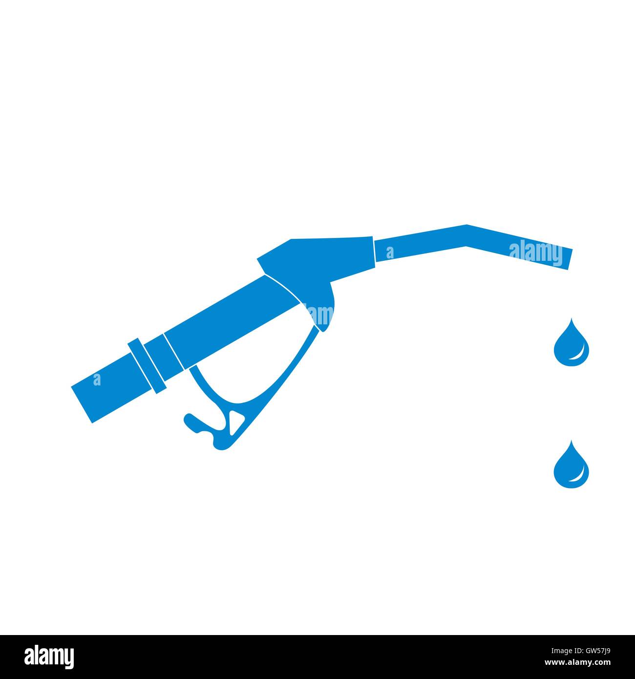 Stylized icon of the fuel gun with the fuel drops on a white background ...