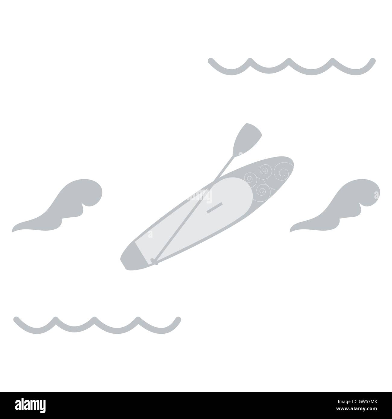 Stylized icon of a colored stand up paddling on a white background ...