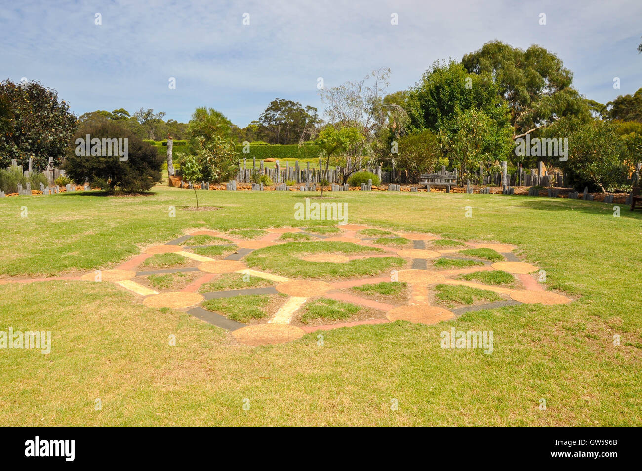 Ground level walking meditation maze in the green botanic gardens at ...