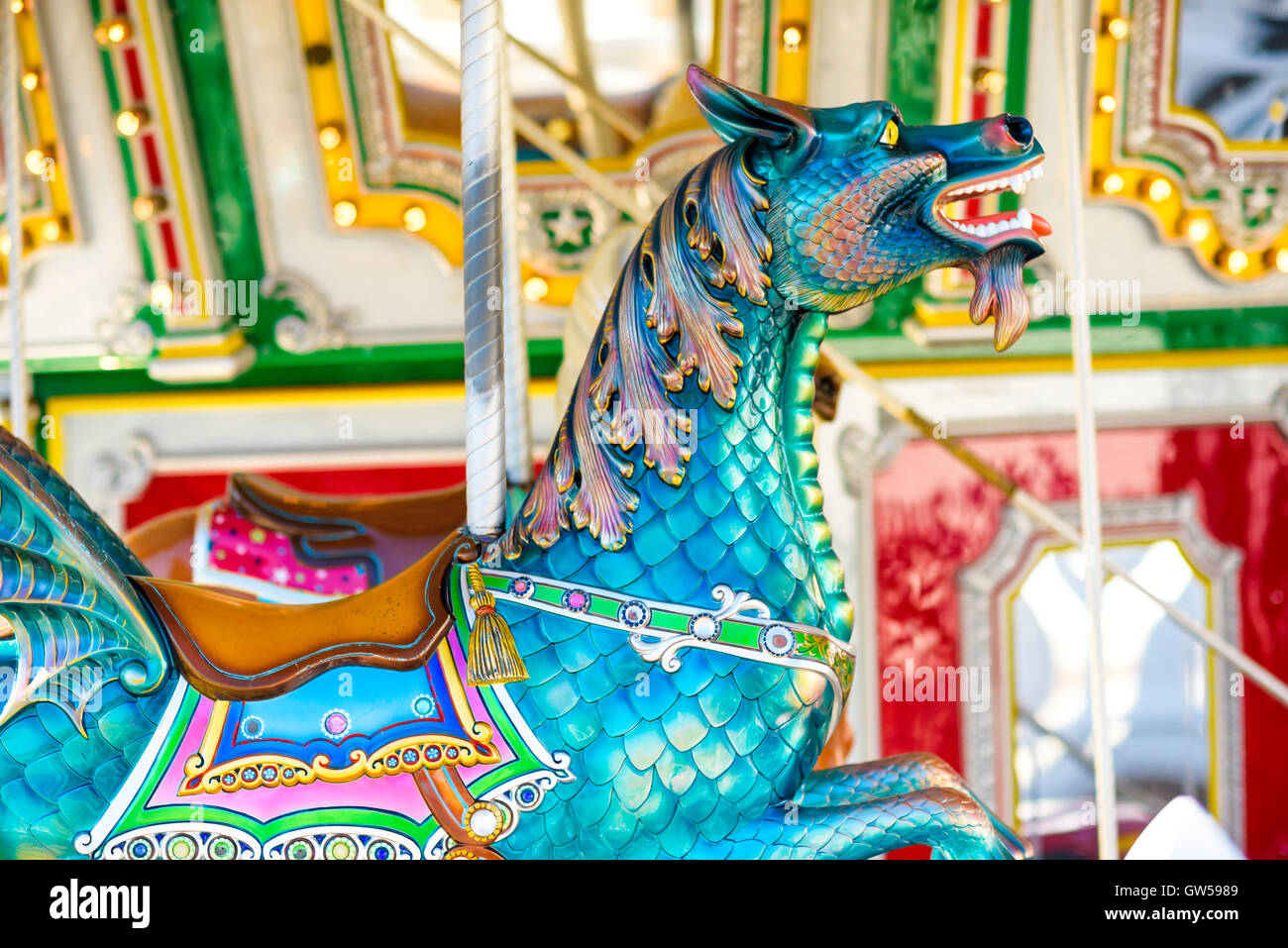 Merry go round, close up of dragon Stock Photo - Alamy