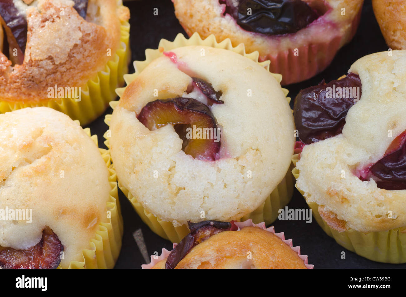 group of homemade plume fruit muffins Stock Photo - Alamy