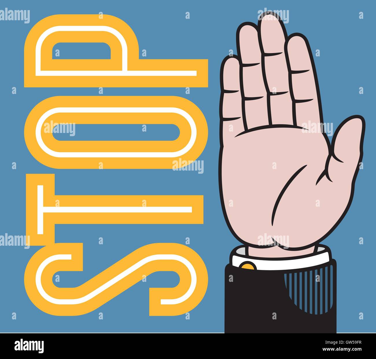 Stop or wave raised hand vector design. Classic retro printer's pointer ...