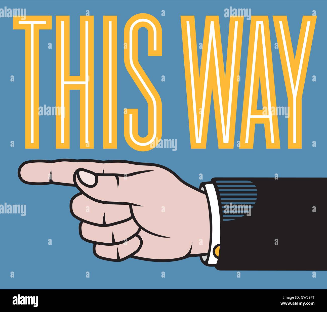 This way hand vector design with pointing finger. Classic retro printer ...