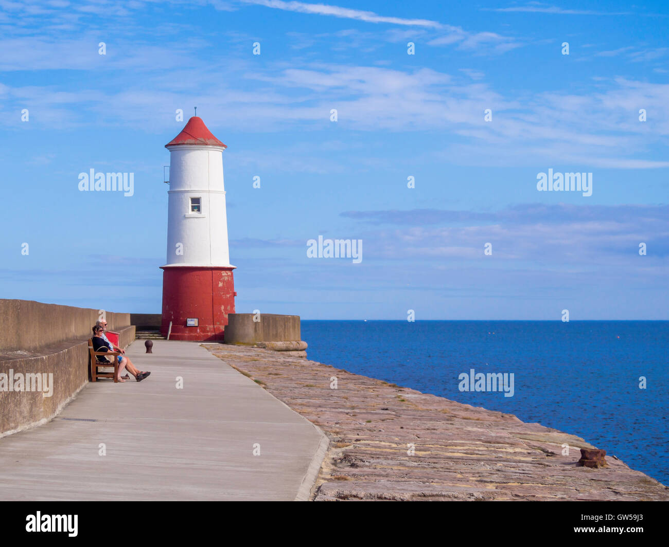 19th Century lighthouse at the entrance to the river Tweed and Berwick ...