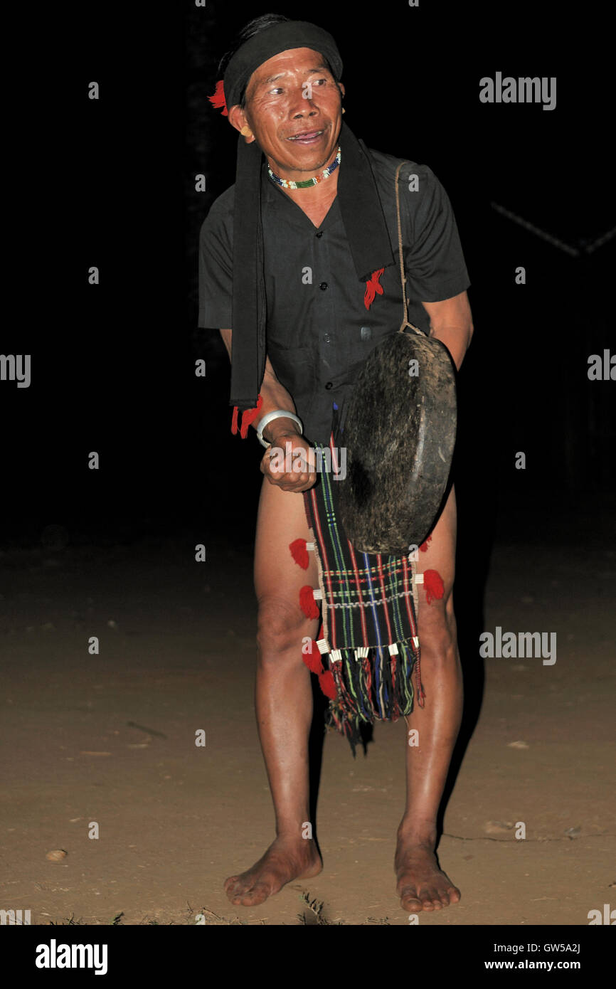 Phnong Village - celebration in traditional clothes, drinking rice wine ...