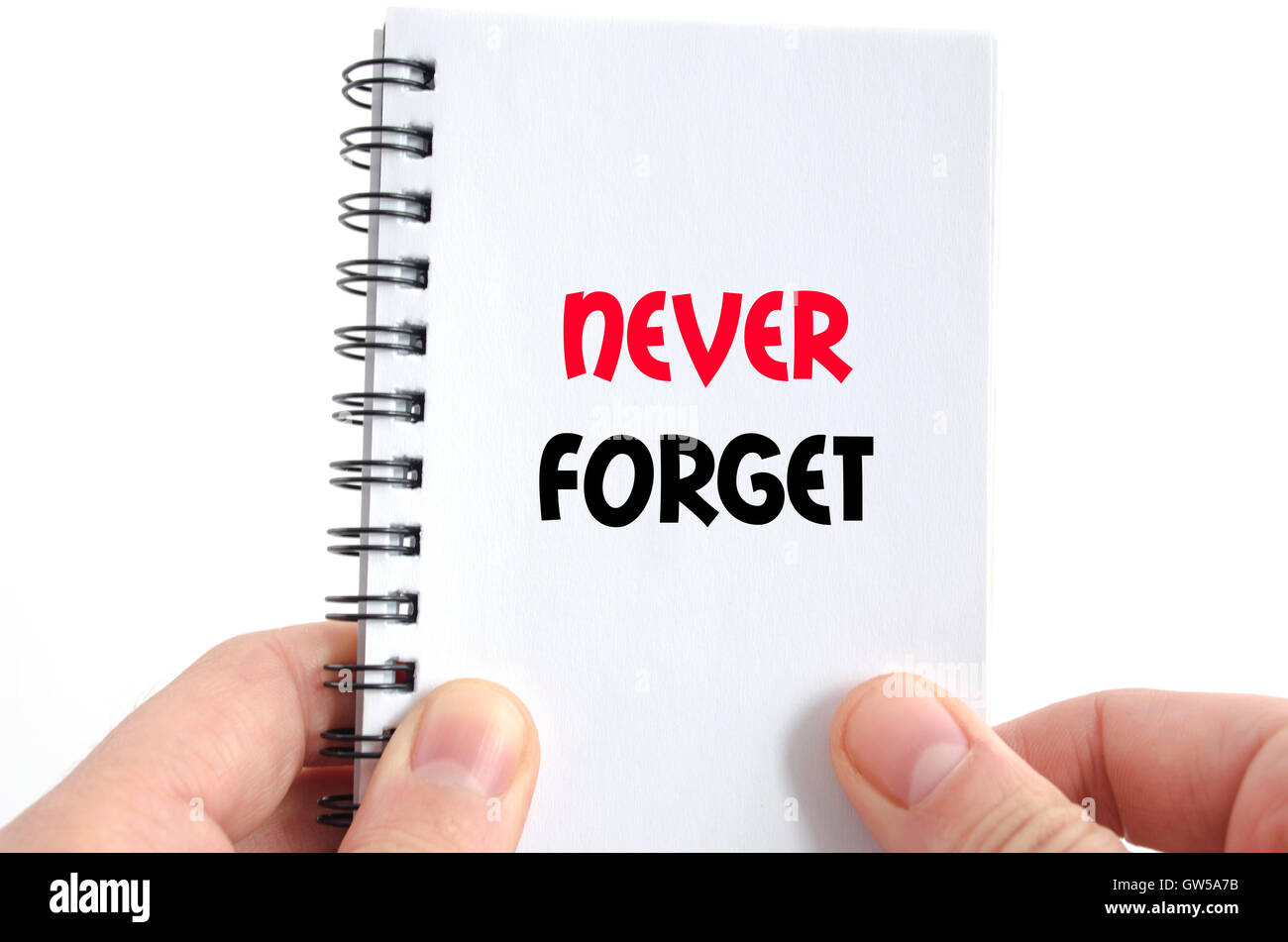 Never forget text concept isolated over white background Stock Photo ...