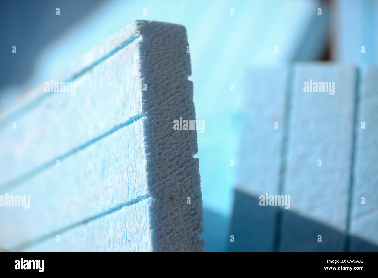 Blue insulation foam panels showing cellular construction Stock Photo ...