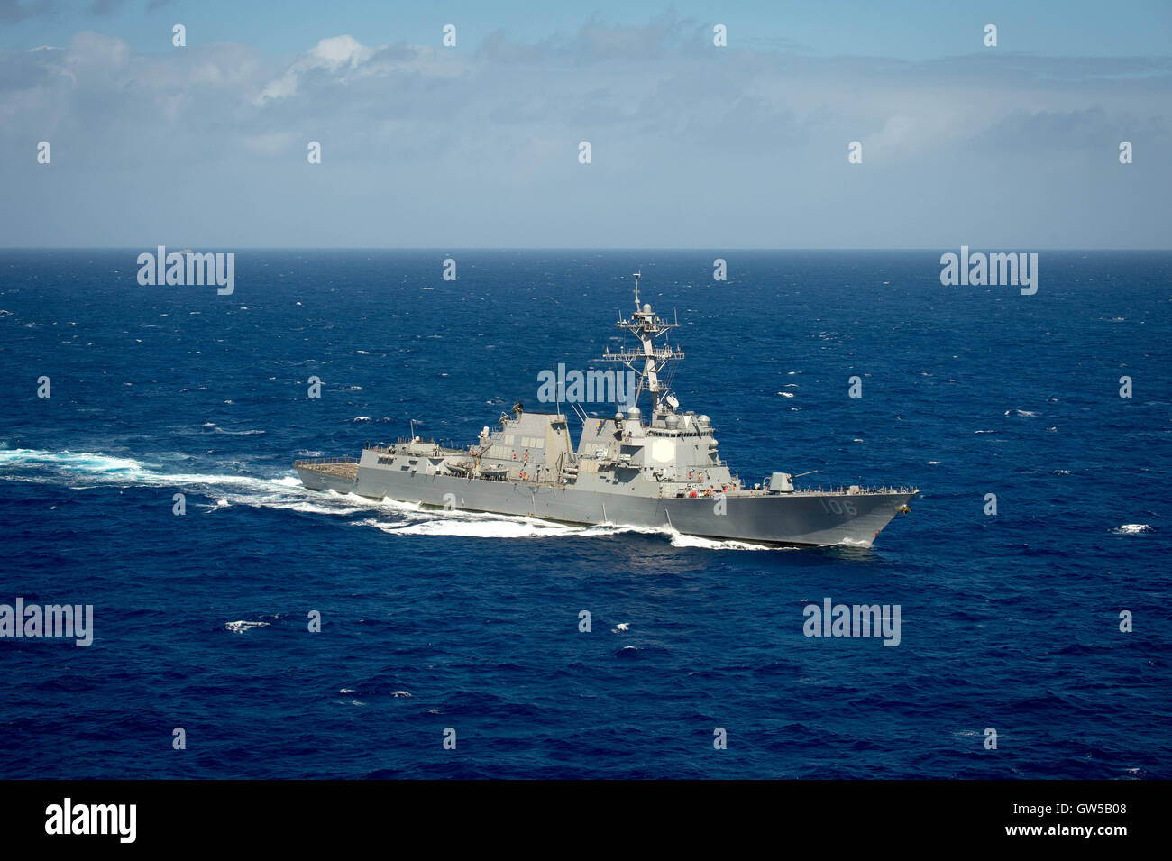 US Navy Guided-missile destroyer USS Stockdale steams in close ...