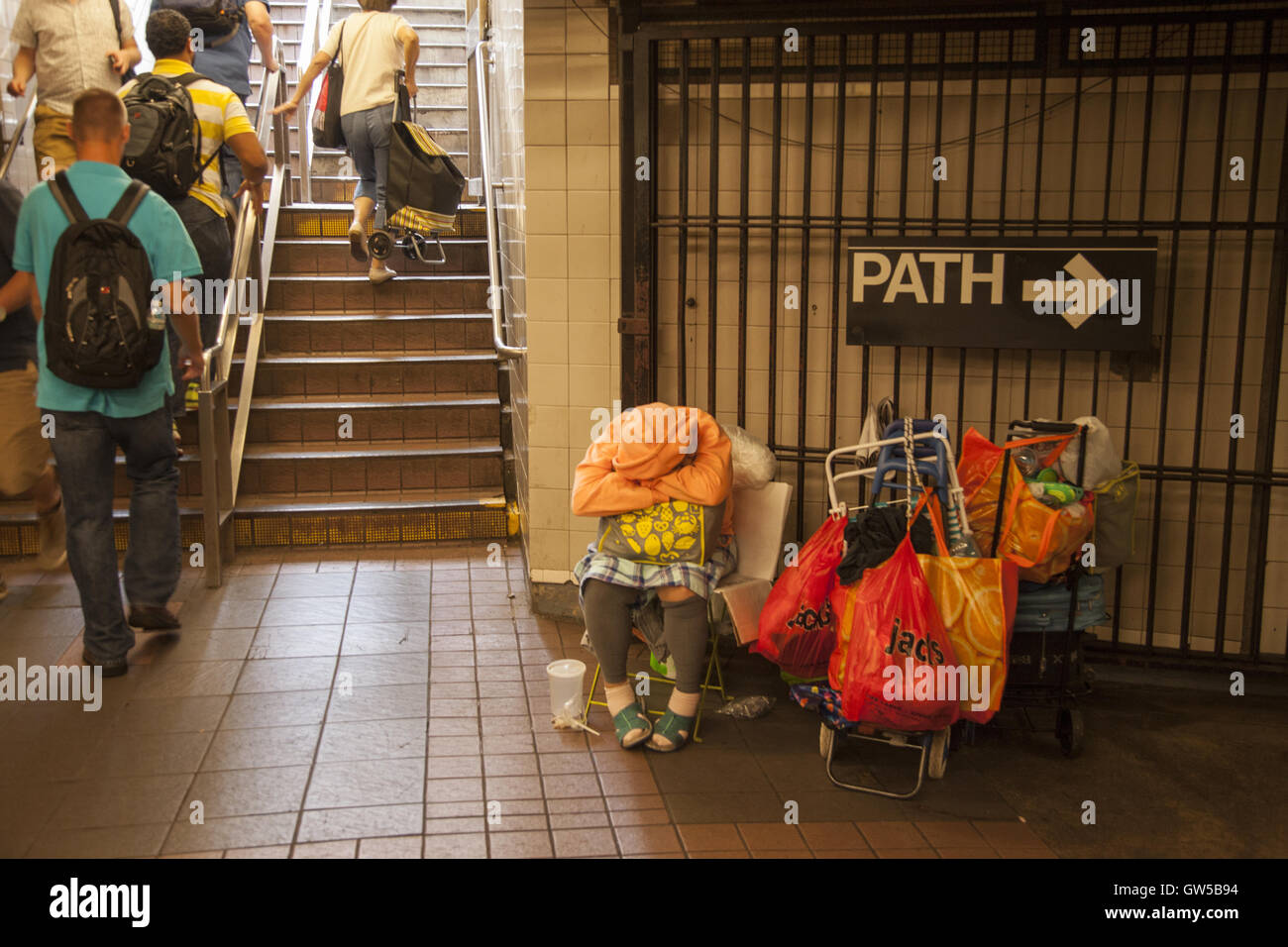 Homeless person takes refuge iat the 34th Street subway station in ...