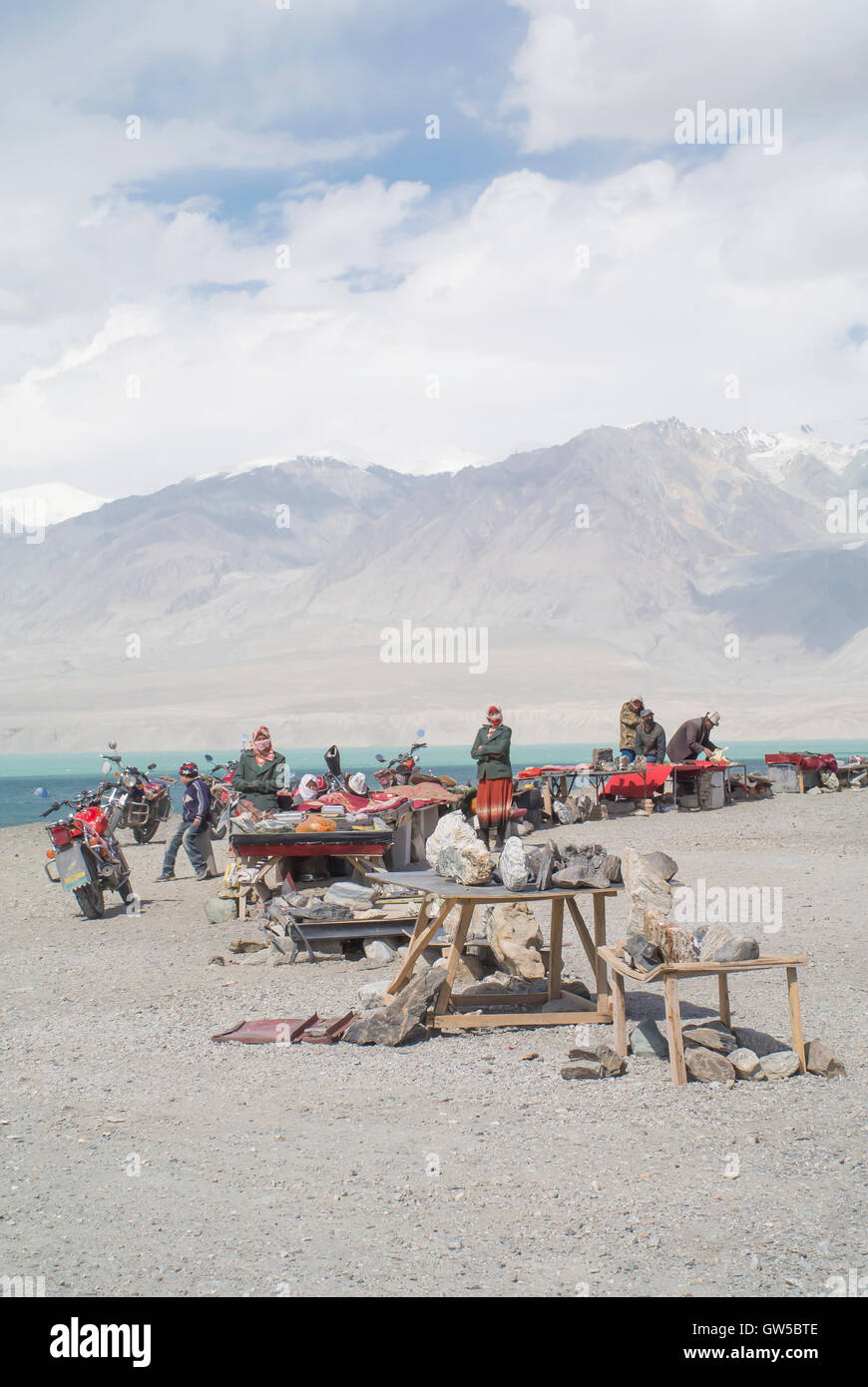 Merchandise Stalls Along Highway in Remote China Stock Photo - Alamy