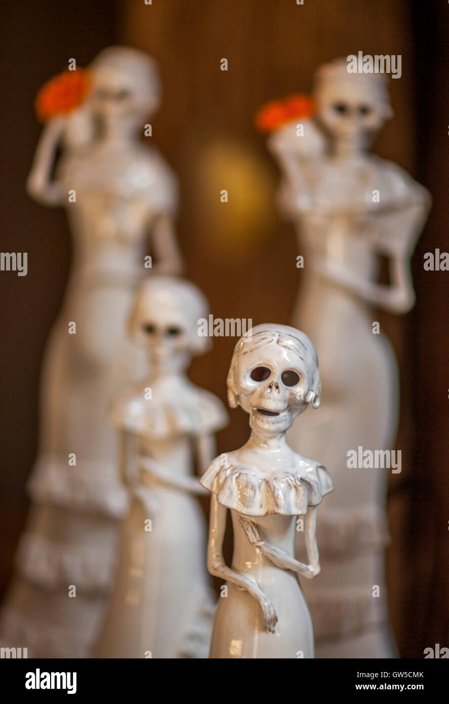 Day of the dead statues in shop Mexico City Stock Photo - Alamy