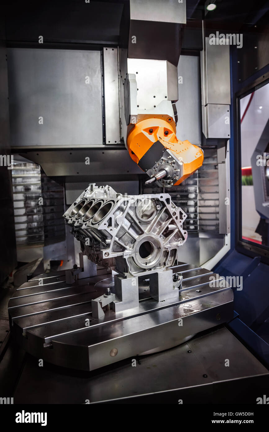 Metalworking CNC milling machine. Cutting metal modern processing ...