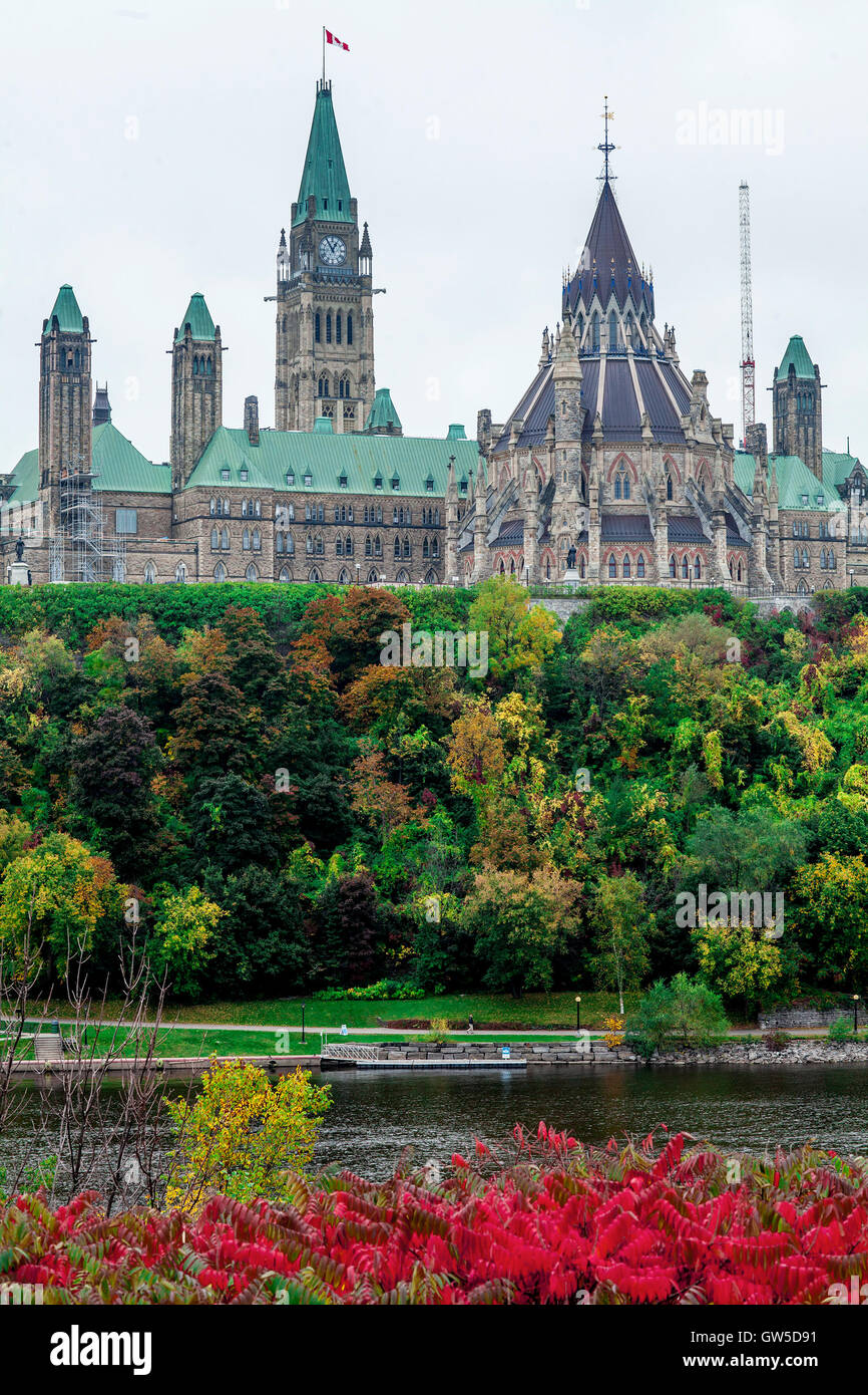 Canada Parliament Building view across river in the fall Stock Photo ...