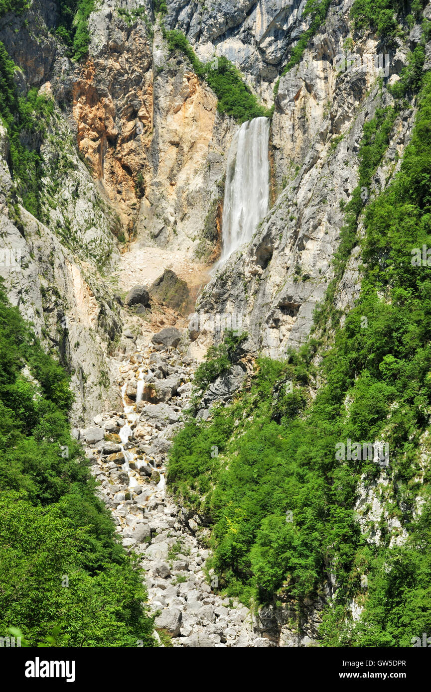 Waterfall Boka, biggest waterfall in Slovenia Stock Photo - Alamy