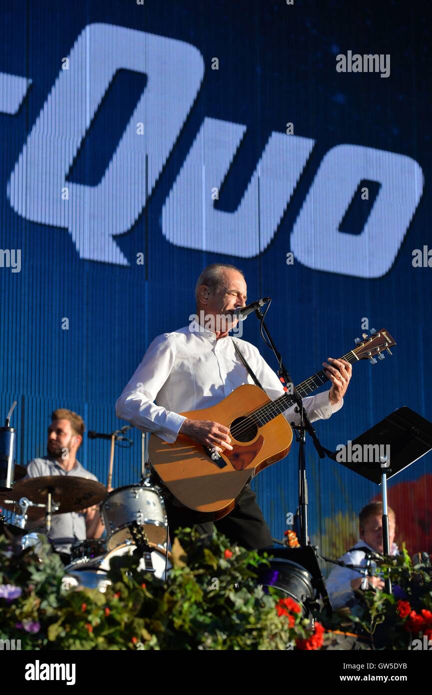 Lead singer of Status Quo Francis Rossi performing at BBC Radio 2 Live ...