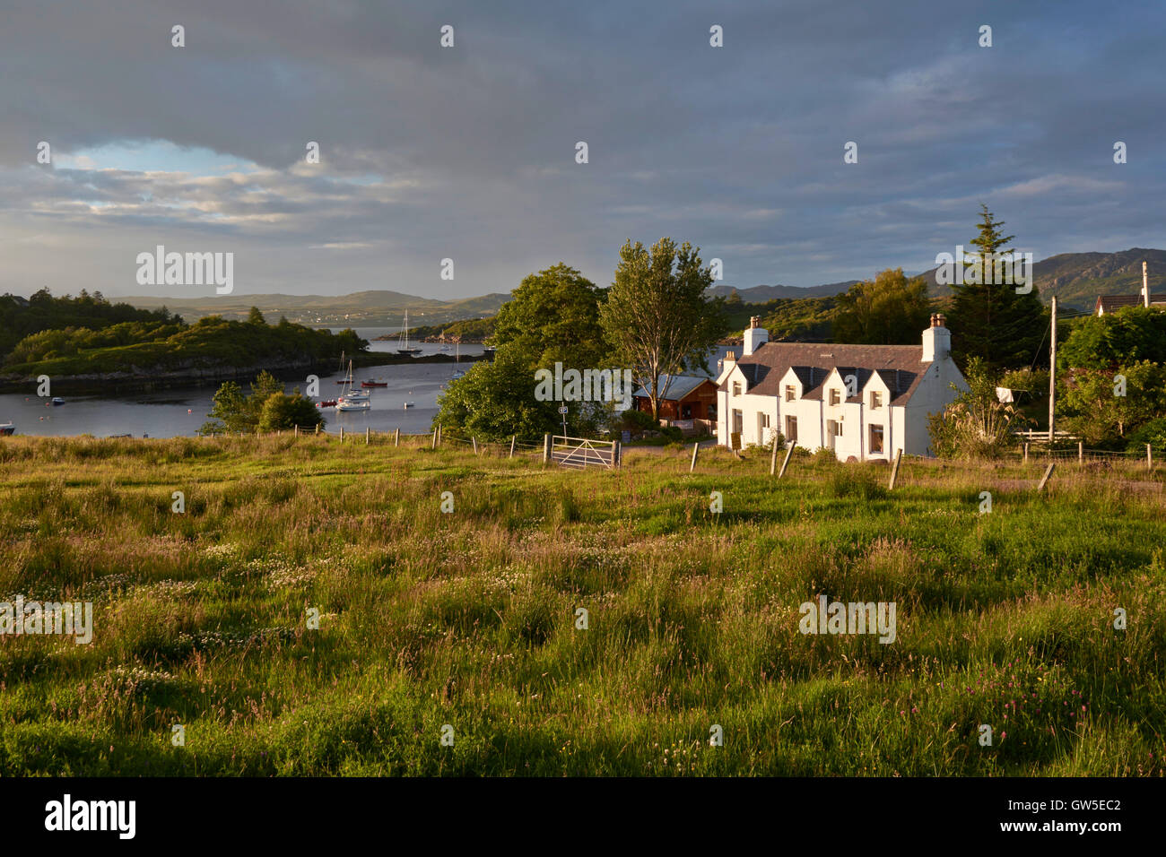 Cottage at Badachro village in the Scottish Highlands Stock Photo - Alamy