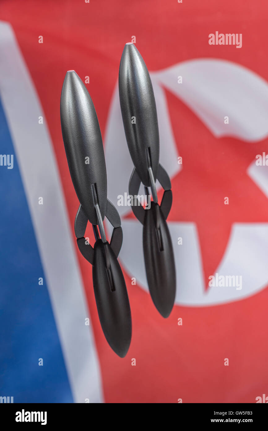 Toy rocket & North Korean flag as metaphor for tensions on Korean ...
