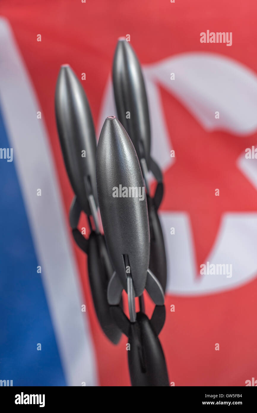 Toy rocket & North Korean flag as metaphor for tensions on Korean ...