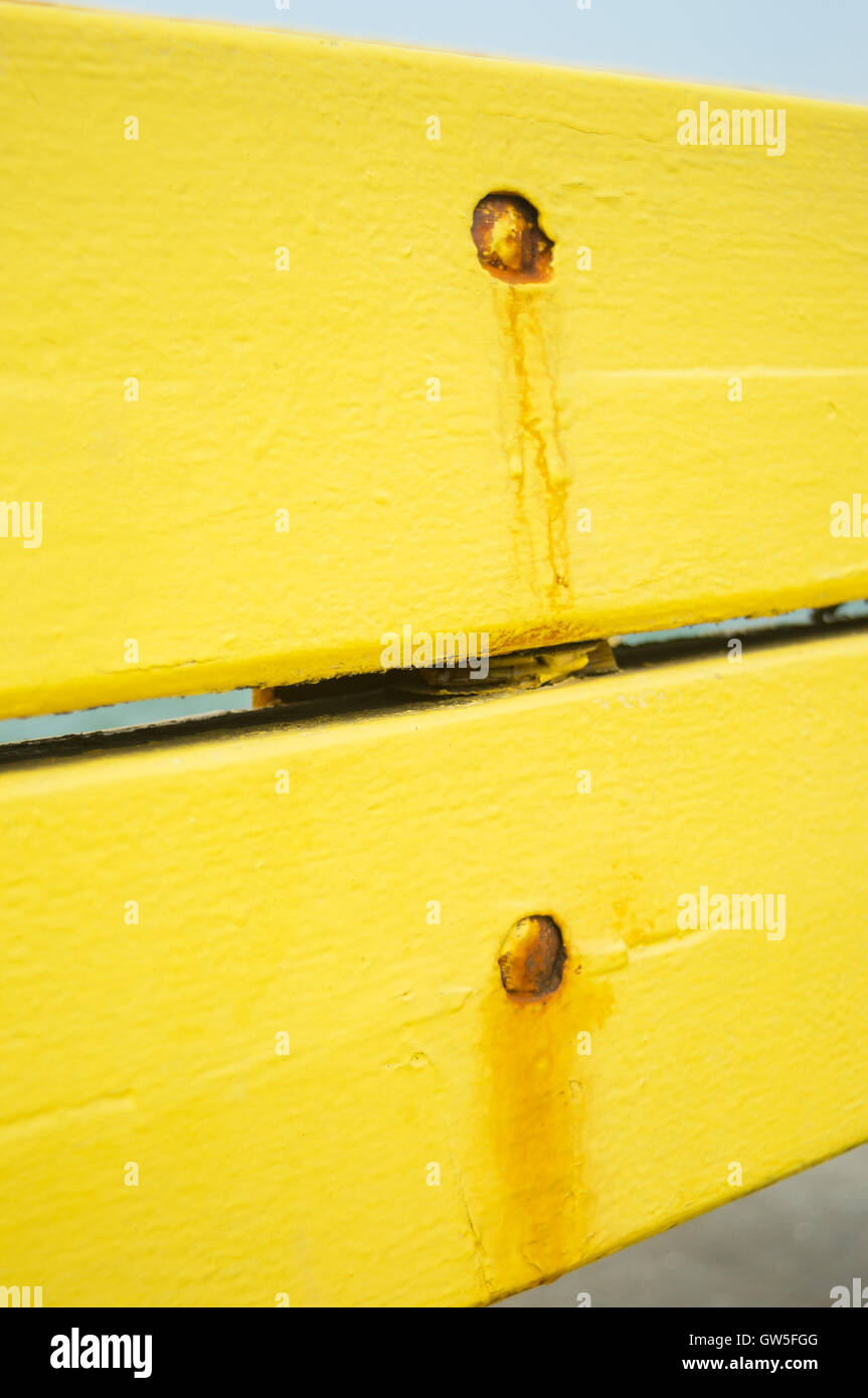 Vintage yellow wooden panels with rusty nails Stock Photo - Alamy