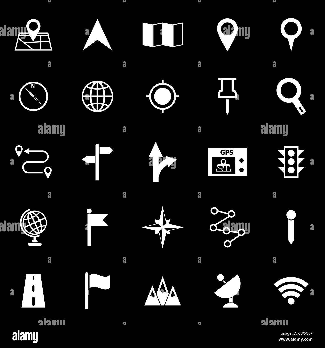 Navigation icons on black background, stock vector Stock Vector Image ...