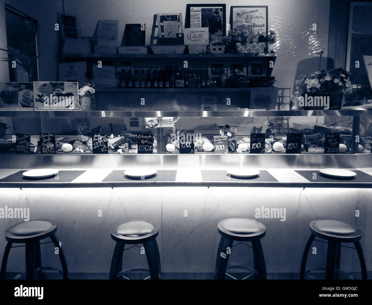 sushi bar with blur background Stock Photo - Alamy