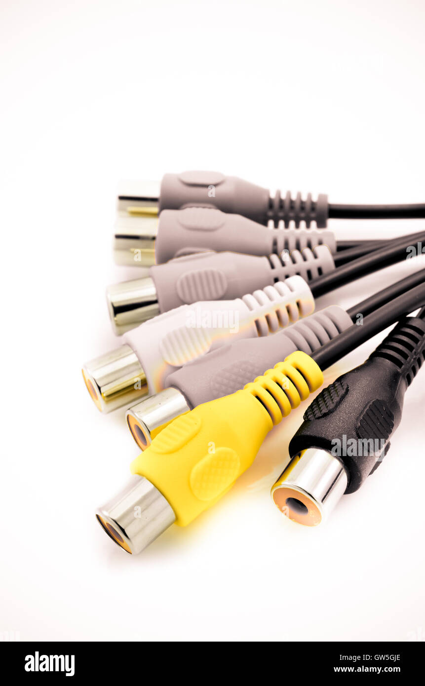 AV cable isolated on white background Stock Photo - Alamy