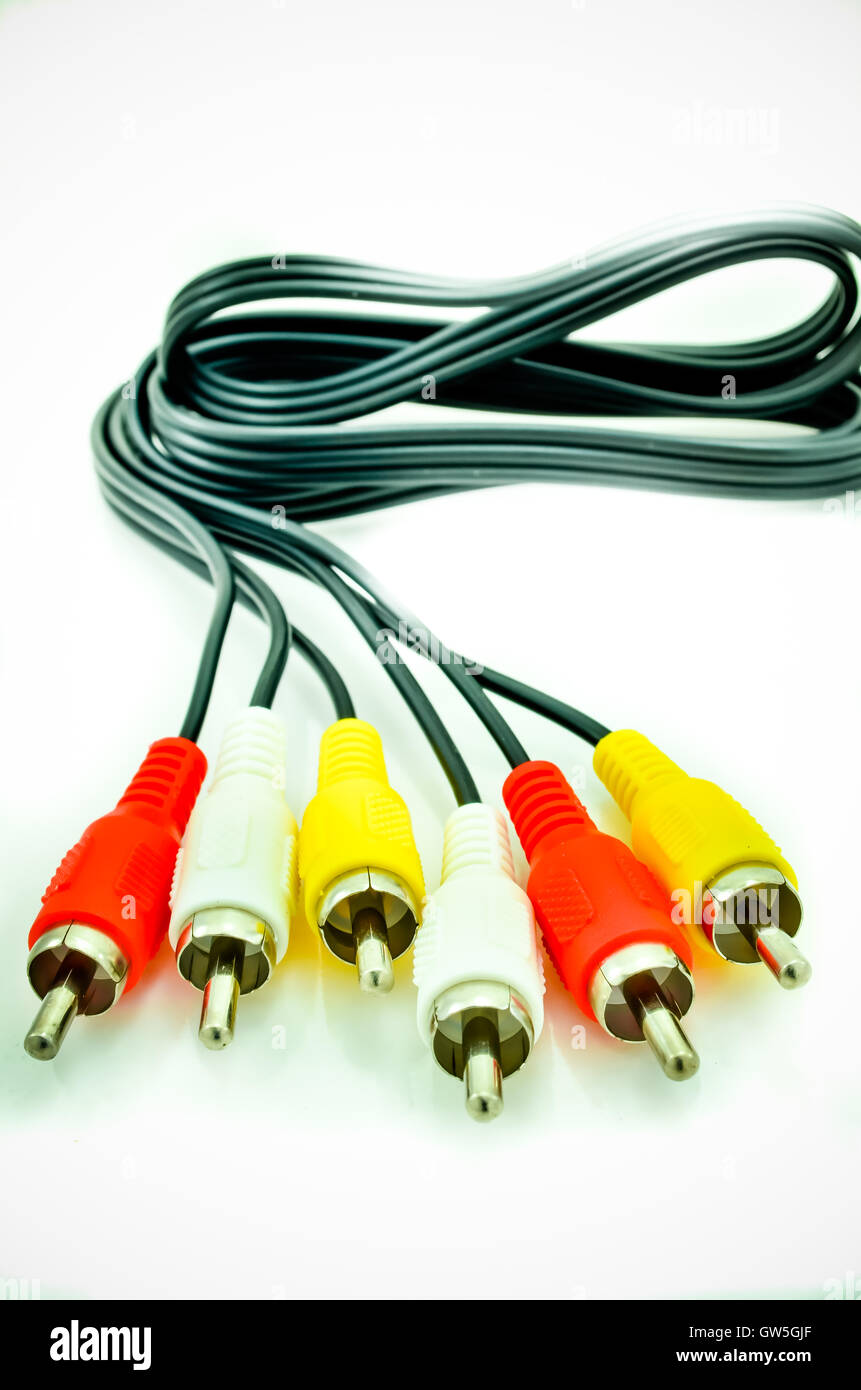 AV cable isolated on white background Stock Photo - Alamy