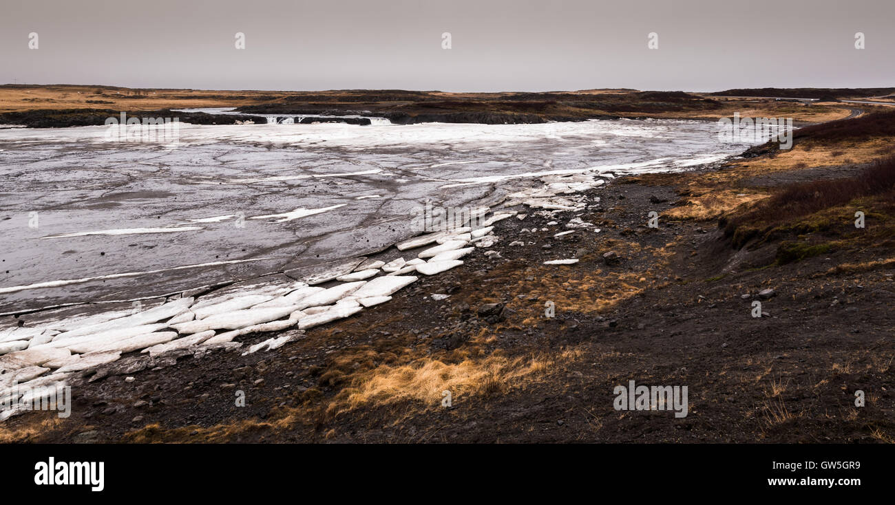 Typical Icelandic Frozen lake with big ice cubes in the island of ...