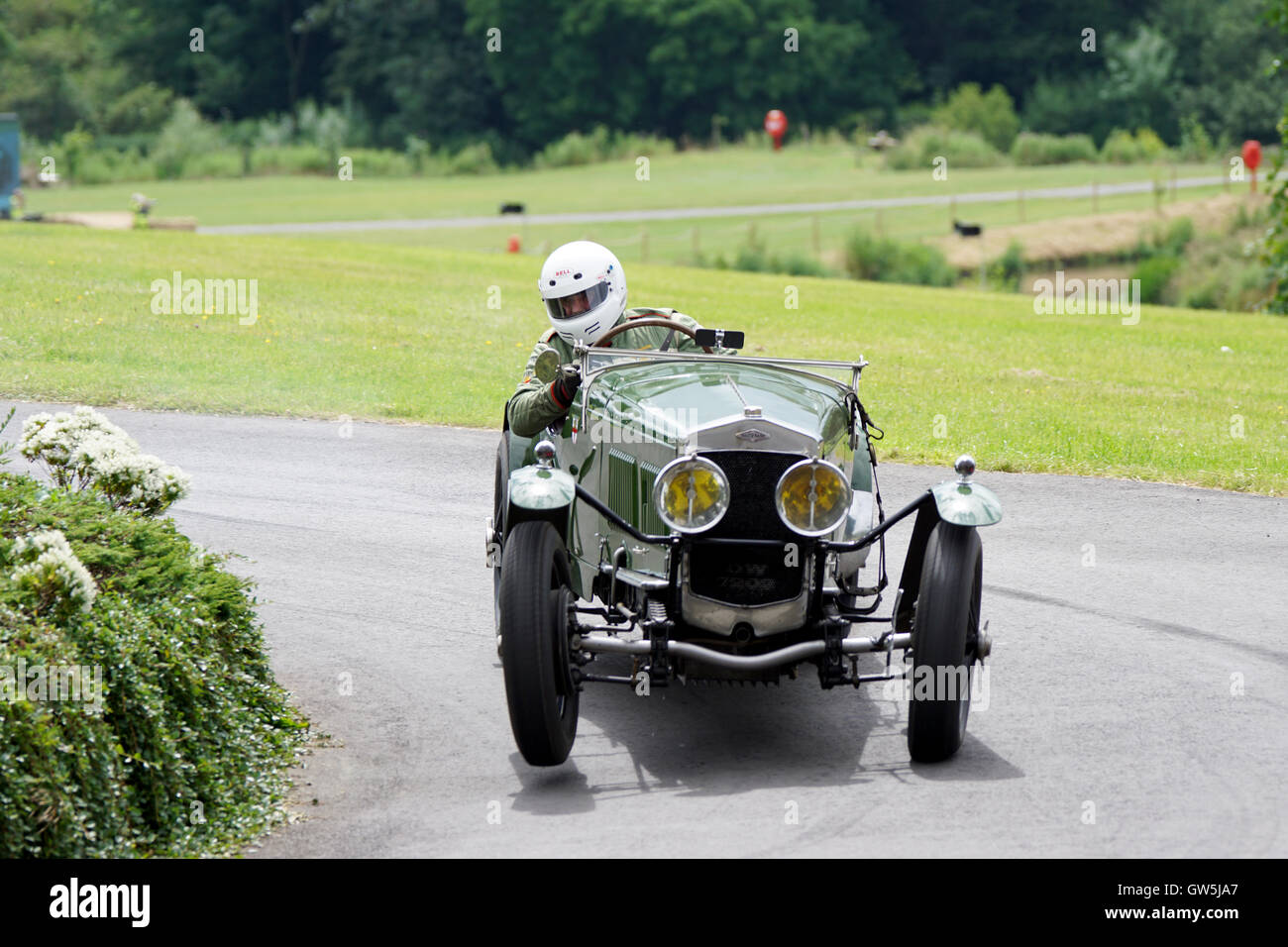 Chris Batty powers his 1930 Frazer Nash Bugatti into the roundabout at ...