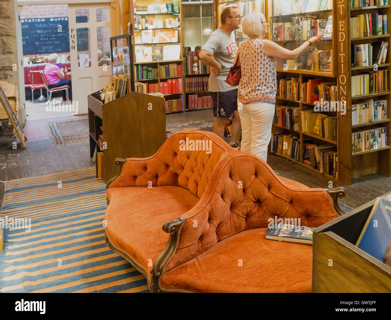 Interior of Barter Books second hand bookshop in Alnwick Northumberland ...