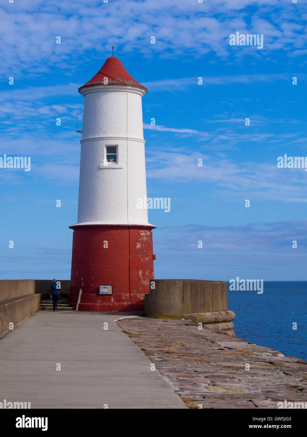 19th Century lighthouse at the entrance to the river Tweed and Berwick ...